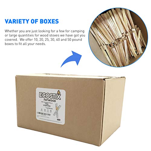 EasyGoProducts Eco-Stix Fatwood Fire Starter Kindling Firewood Sticks – 100% Organic – Firestarter for Wood Stoves, Fireplaces, Campfires, Bonfires, 25 Lbs