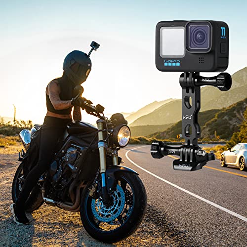 HSU (7 Pcs) All Aluminum Alloy Extension Arm Kit Metal Pole Mount Helmet Stick Extension Arm Mount for GoPro Hero 10/9/8/7/6/5 Black,Session 5/4, DJI Osmo Action and More (11.8β/6.5β/3.3β) (Black)