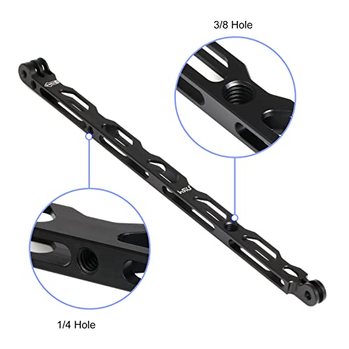 HSU (7 Pcs) All Aluminum Alloy Extension Arm Kit Metal Pole Mount Helmet Stick Extension Arm Mount for GoPro Hero 10/9/8/7/6/5 Black,Session 5/4, DJI Osmo Action and More (11.8β/6.5β/3.3β) (Black)