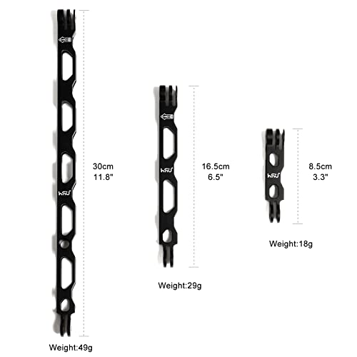 HSU (7 Pcs) All Aluminum Alloy Extension Arm Kit Metal Pole Mount Helmet Stick Extension Arm Mount for GoPro Hero 10/9/8/7/6/5 Black,Session 5/4, DJI Osmo Action and More (11.8β/6.5β/3.3β) (Black)