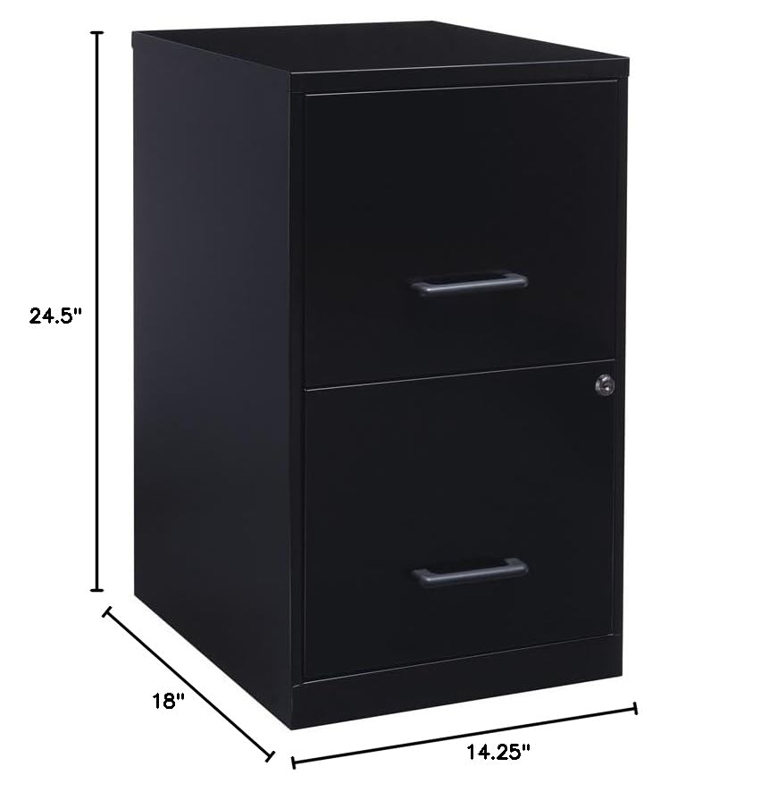 Scranton & Co Metal 2 Drawer Letter File Cabinet in Black
