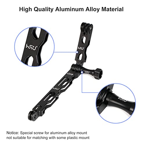 HSU (7 Pcs) All Aluminum Alloy Extension Arm Kit Metal Pole Mount Helmet Stick Extension Arm Mount for GoPro Hero 10/9/8/7/6/5 Black,Session 5/4, DJI Osmo Action and More (11.8β/6.5β/3.3β) (Black)
