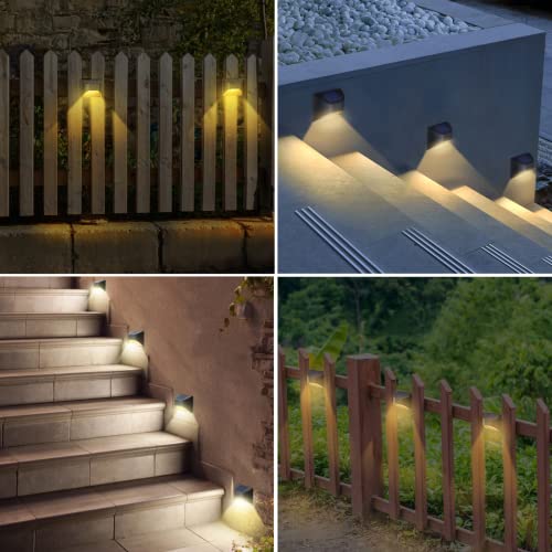 ILLSTAR Solar Step Lights Outdoor Waterproof, Solar Deck Lights,3 CCT Color 3000K/4000K/5000K Options Fence Lights,for Yard Garden Deck Fence Stair(6-Pack)