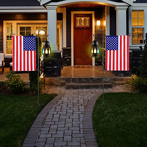 SPIPHY Garden Flag Holder Stand with Shepherd Hook, 48" Weather-Proof Garden Flag Pole with Spring Stoppers and Flag Clip Garden Flag Stand with American Flag(Without Light)