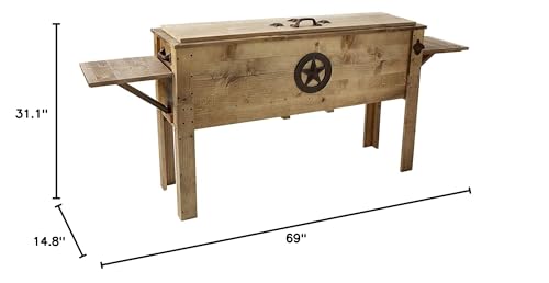 BACKYARD EXPRESSIONS PATIO · HOME · GARDEN 913284-NM Outdoor Beverage Cooler for Patio-87 Qt. w/Folding Side Tables-Rustic Brown-Backyard Expressions, 87 Quart, Natural Wood