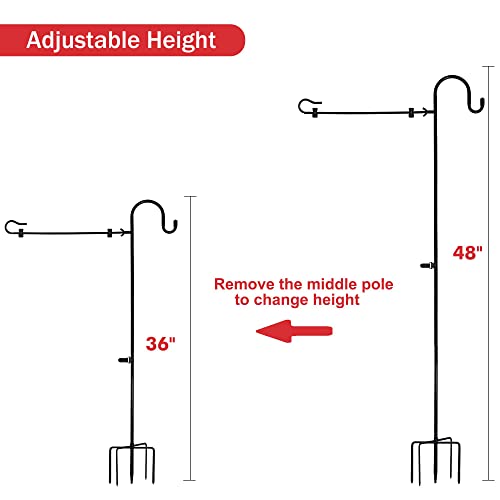 SPIPHY Garden Flag Holder Stand with Shepherd Hook, 48" Weather-Proof Garden Flag Pole with Spring Stoppers and Flag Clip Garden Flag Stand with American Flag(Without Light)