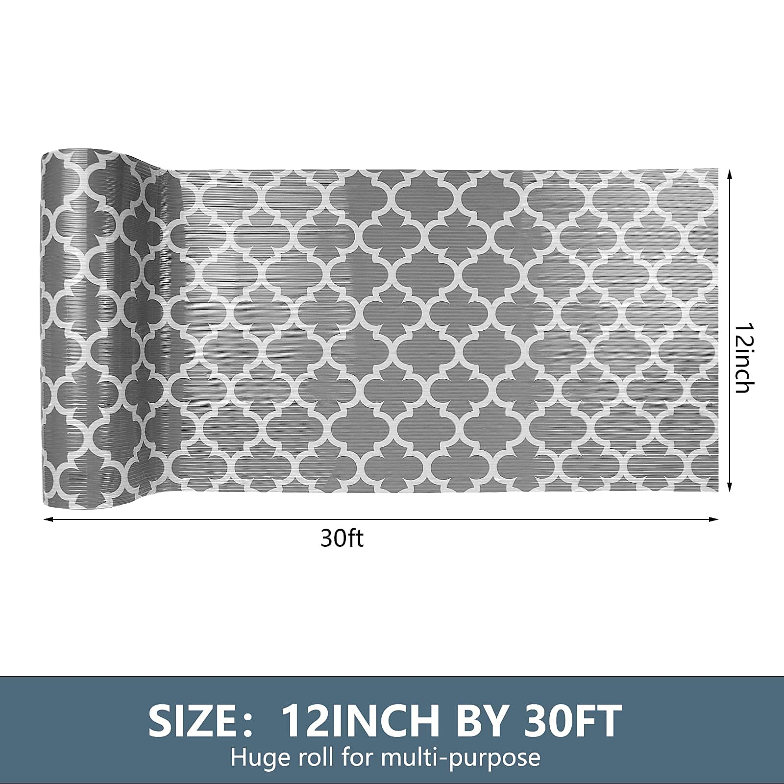 Ganan Grey Shelf Liner 12inch by 30ft Plus 17.5inch by 30ft (2 roll)