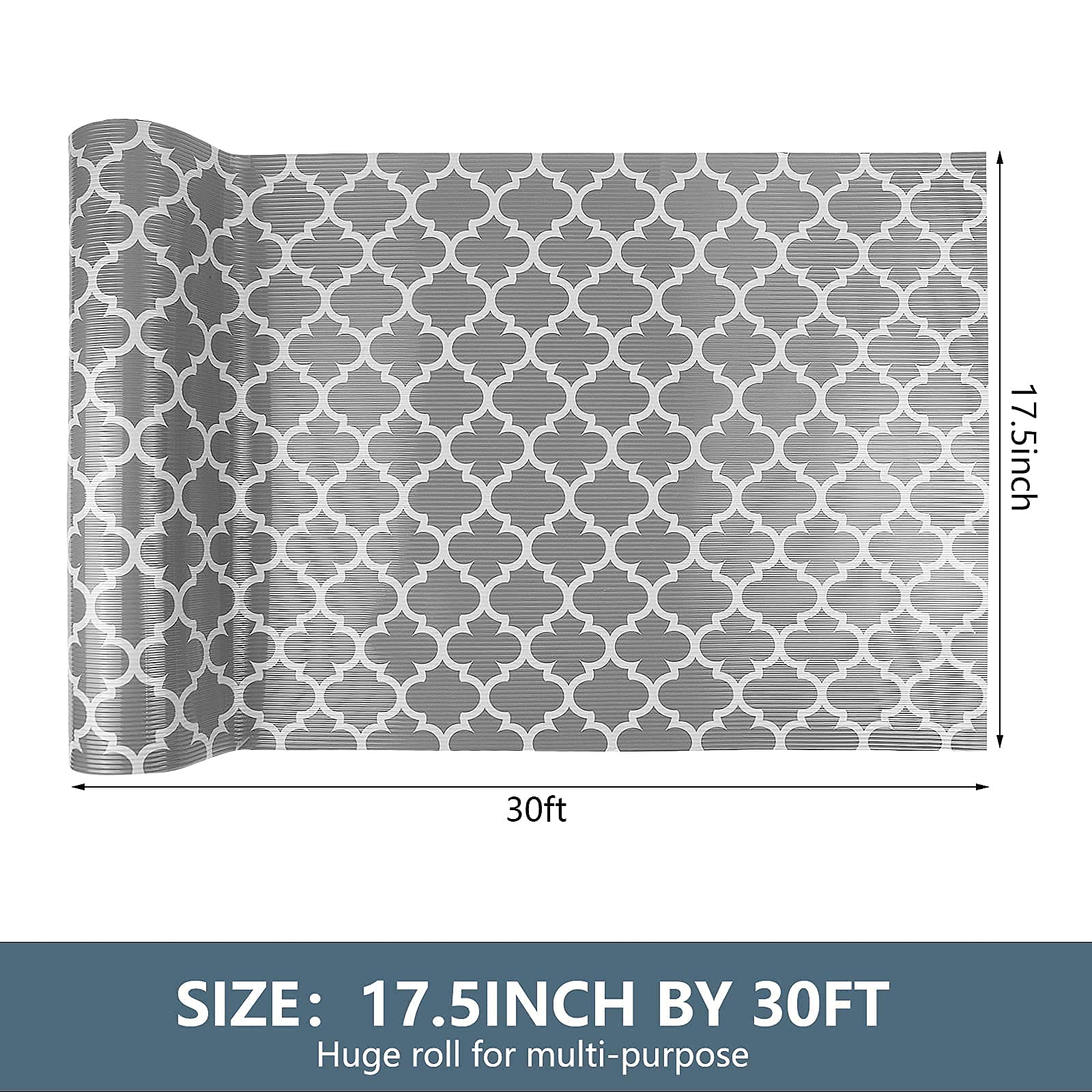 Ganan Grey Shelf Liner 12inch by 30ft Plus 17.5inch by 30ft (2 roll)