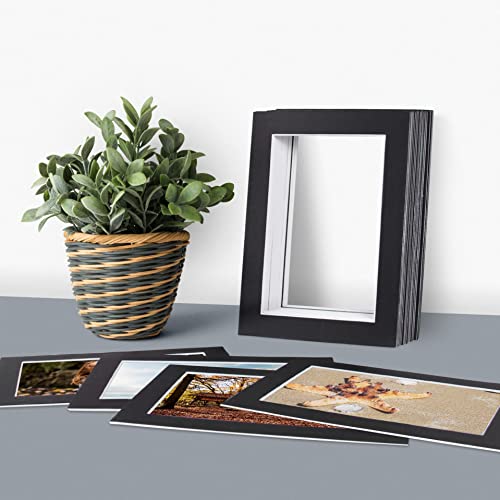Golden State Art, Acid Free, Pack of 25 11x14 Black Picture Mats Mattes with White Core Bevel Cut for 8x10 Photo