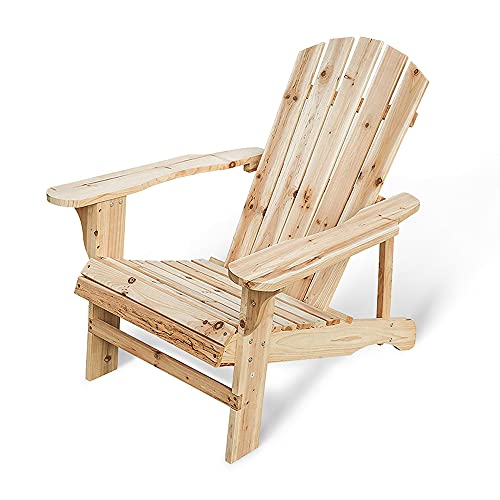 PatioFestival Wood Adirondack Lounger Chair,Outdoor Fir Unpainted Wooden Chairs,Accent Furniture for Yard,Patio,Garden,Lawn w/Natural Finish (Adirondack Chair)