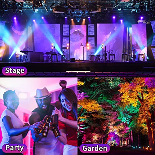 YELUFT LED RGB Flood Lights Outdoor, 500W Equivalent Floodlights with App Control Bluetooth Color Changing Landscape Lights RGBCW IP68 Waterproof Uplights for Garden Wedding Patio Party (2 Pack)