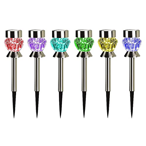 LEWIS&WAYNE Solar Pathway Lights Outdoor Decoration, 6PK Garden Decorative Pathway Lights Solar Powered Waterproof for Driveway, Walkway, Landscape, Patio, Yard (Color Changing)