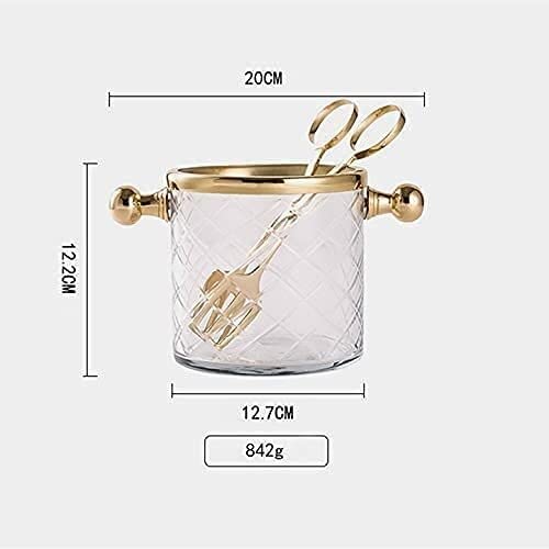 KDLK ice Bucket for Cocktail bar Handmade Brass Glass Ice Bucket with Ice Clip Dining Table Cooler Wine Wine Rack Ice Bucket Champagne Can Cooler