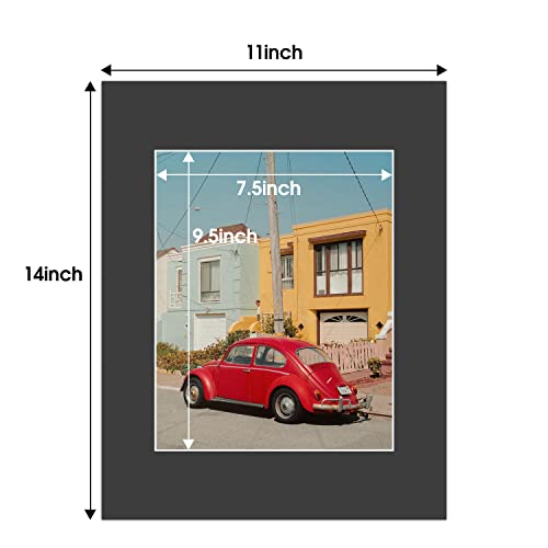 Golden State Art, Acid Free, Pack of 25 11x14 Black Picture Mats Mattes with White Core Bevel Cut for 8x10 Photo