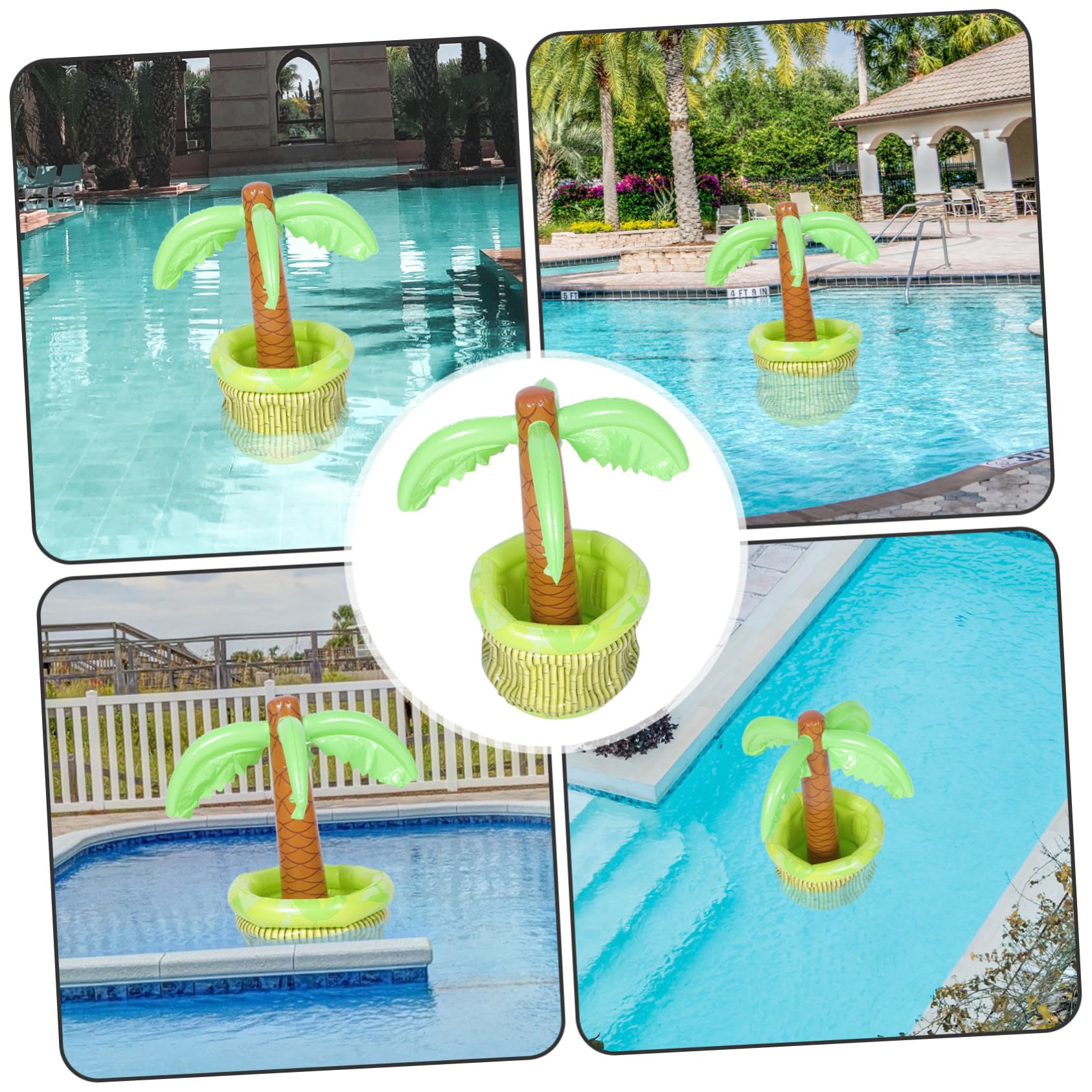 NOLITOY 3pcs Inflatable Coconut Ice Bucket Tray Decor Items Inflatable Cooler Table Inflatable Palm Tree Cooler Treasure Chest Floatable Cooler Pvc Pool Party Beer Rack Coconut Tree