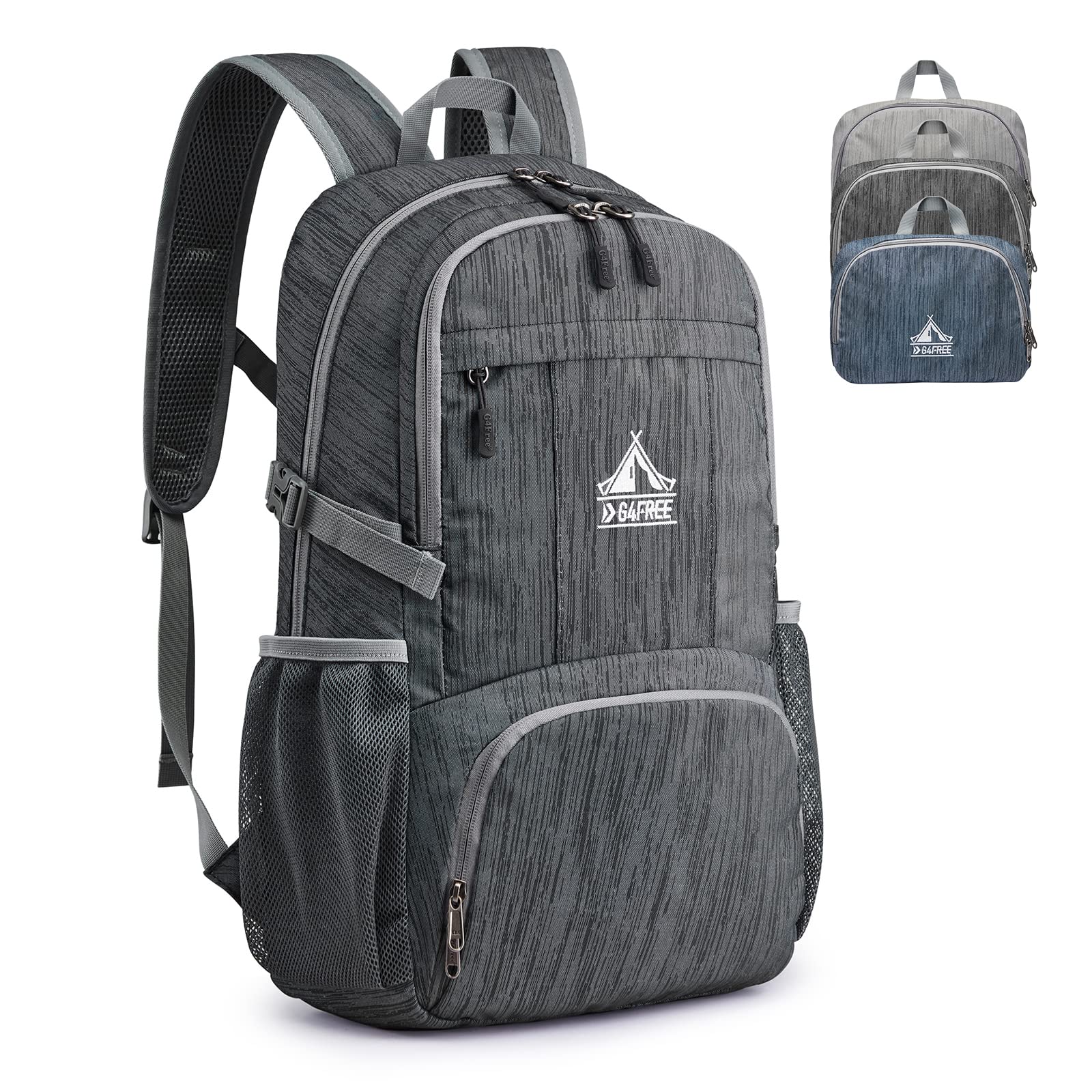 G4Free 30L Hiking Backpack Lightweight Packable Shoulder Daypack Outdoor Travel Foldable for Men Women(Black)