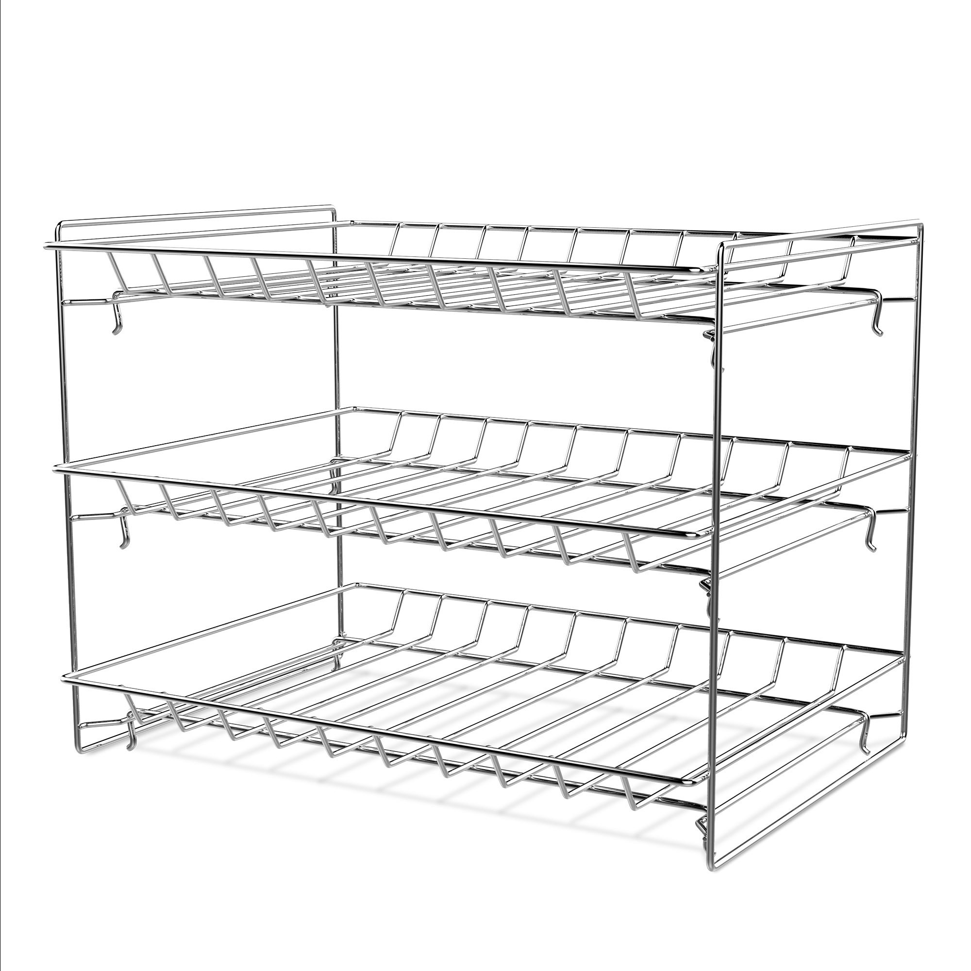 Lavish Classic Cuisine 3 Tier Dispenser-Organizer Rack Holds up to 27 Cans-for Kitchen Pantry, Countertops, and Cabinets-Storage Accessories (Chrome)