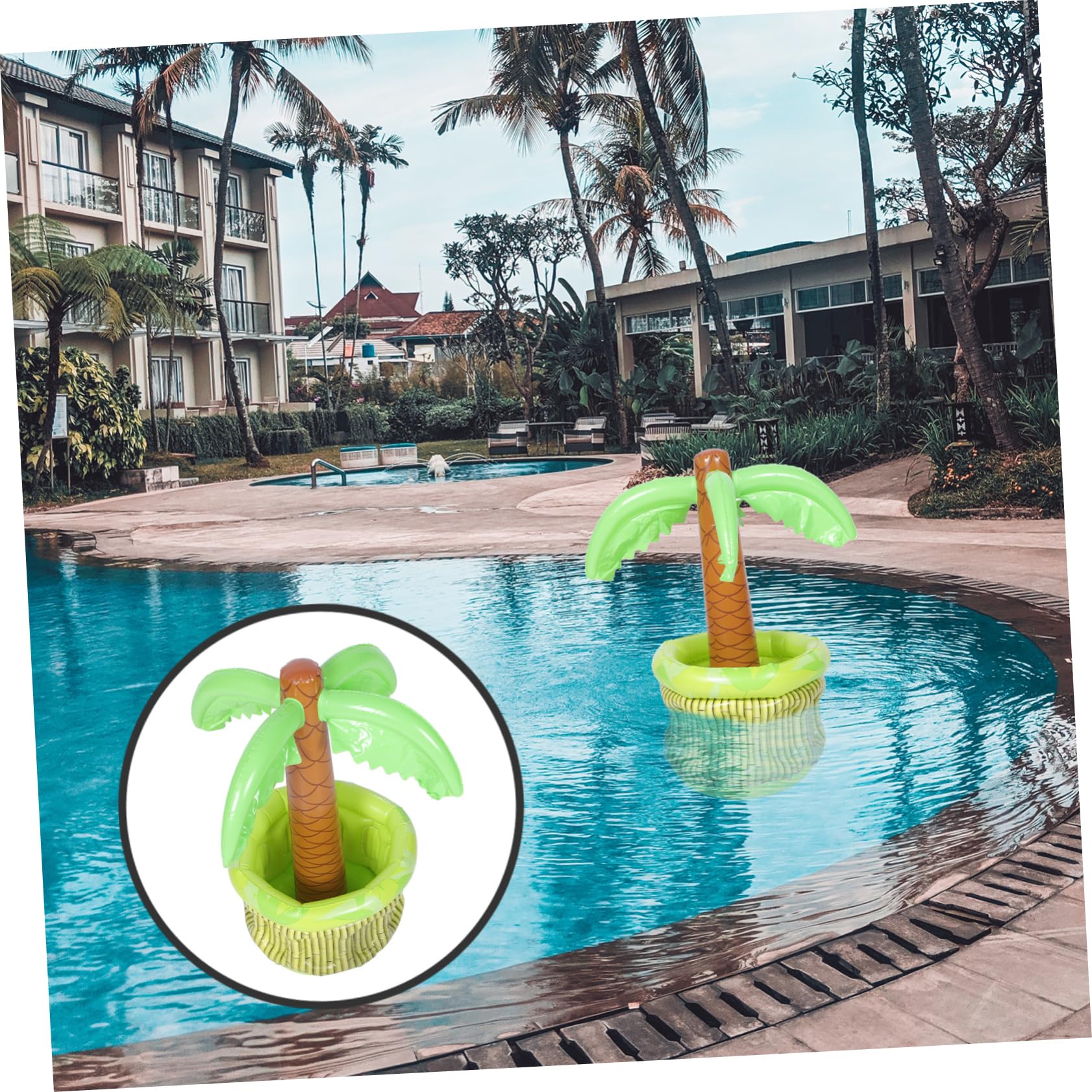 NOLITOY 3pcs Inflatable Coconut Ice Bucket Tray Decor Items Inflatable Cooler Table Inflatable Palm Tree Cooler Treasure Chest Floatable Cooler Pvc Pool Party Beer Rack Coconut Tree