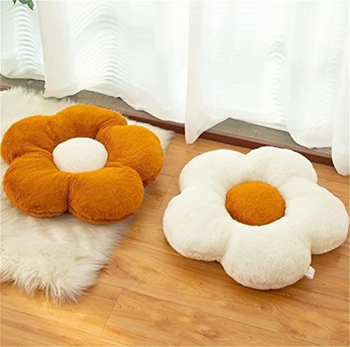 LANFIRE Flower Cushion Flower Throw Pillows Standard Pillows Patio Furniture Cushions Home Chair Pads (40 CM, White Brown)