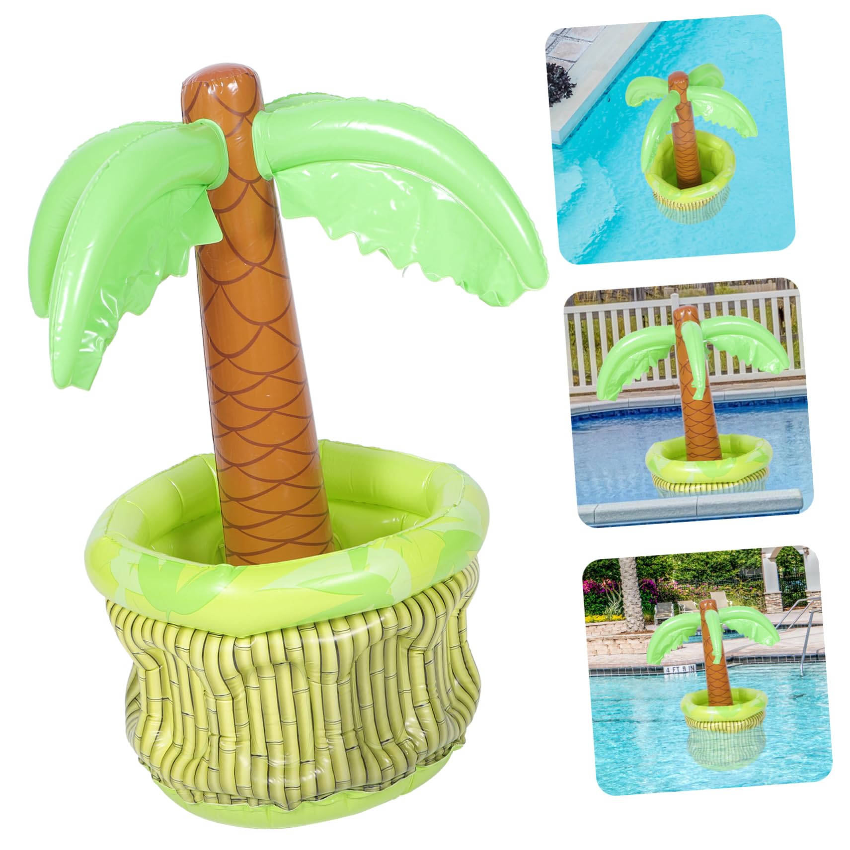 NOLITOY 3pcs Inflatable Coconut Ice Bucket Tray Decor Items Inflatable Cooler Table Inflatable Palm Tree Cooler Treasure Chest Floatable Cooler Pvc Pool Party Beer Rack Coconut Tree