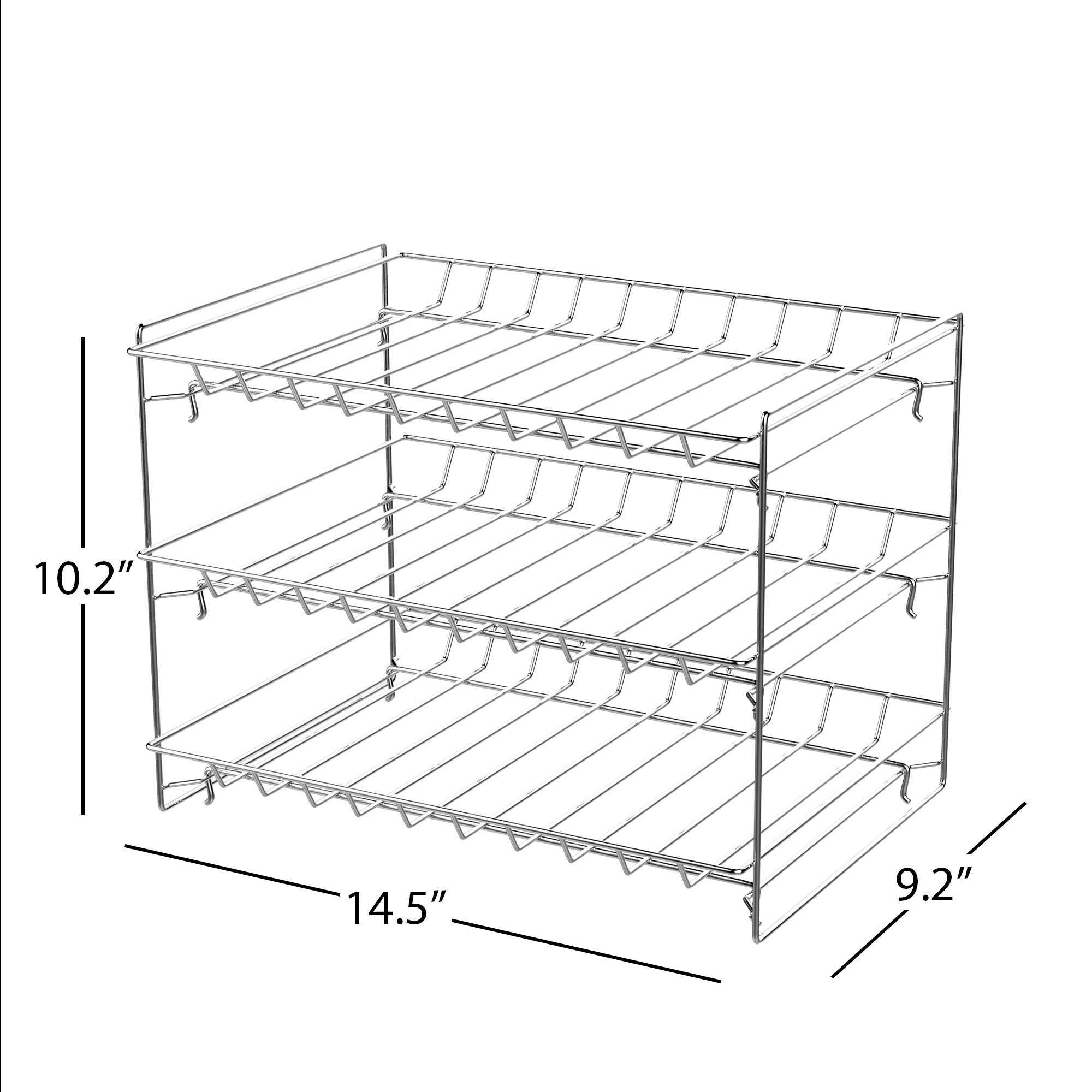 Lavish Classic Cuisine 3 Tier Dispenser-Organizer Rack Holds up to 27 Cans-for Kitchen Pantry, Countertops, and Cabinets-Storage Accessories (Chrome)