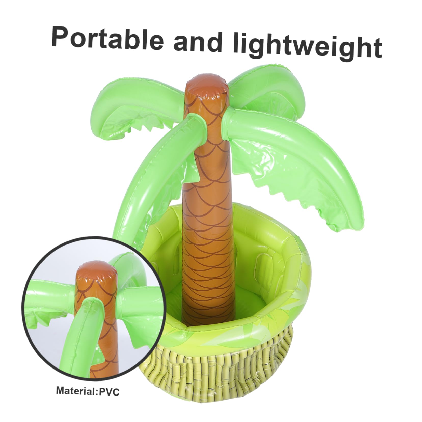 NOLITOY 3pcs Inflatable Coconut Ice Bucket Tray Decor Items Inflatable Cooler Table Inflatable Palm Tree Cooler Treasure Chest Floatable Cooler Pvc Pool Party Beer Rack Coconut Tree