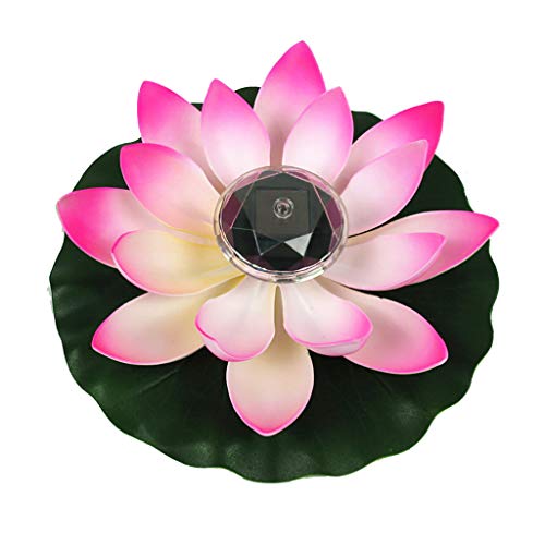 Naiflowers Solar Power Light Outdoor Flower Floating Fountain Pond Light Waterproof Garden Light Landscape Lighting Lamp Pool Solar Lamp Decoration Light for Yard Garden Pathway (Pink)