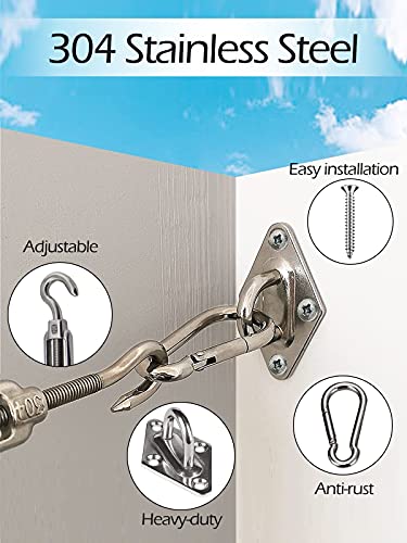 Shade Sail Hardware Kit, 304 Stainless Steel Sunshade Canopy Hardware Kit for Install Rectangle and Triangle Shade Sails Deck Garden Lawn Patio Outdoor Metal Sail Shade Pergola Kit (40PCS)