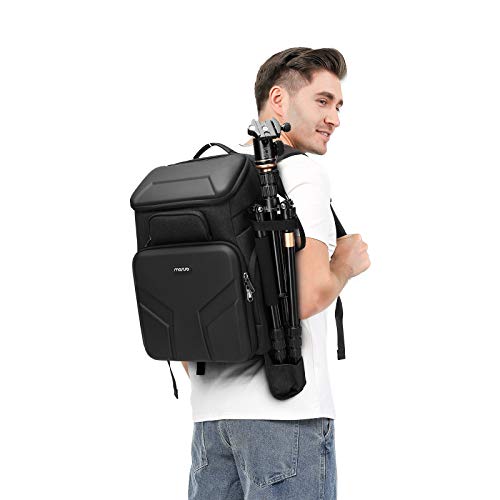 MOSISO Camera Backpack,DSLR/SLR/Mirrorless Photography Waterproof 17.3 inch Camera Bag Case with Front Hardshell&Laptop Compartment&Tripod Holder&Rain Cover Compatible with Canon/Nikon/Sony,Space Gray