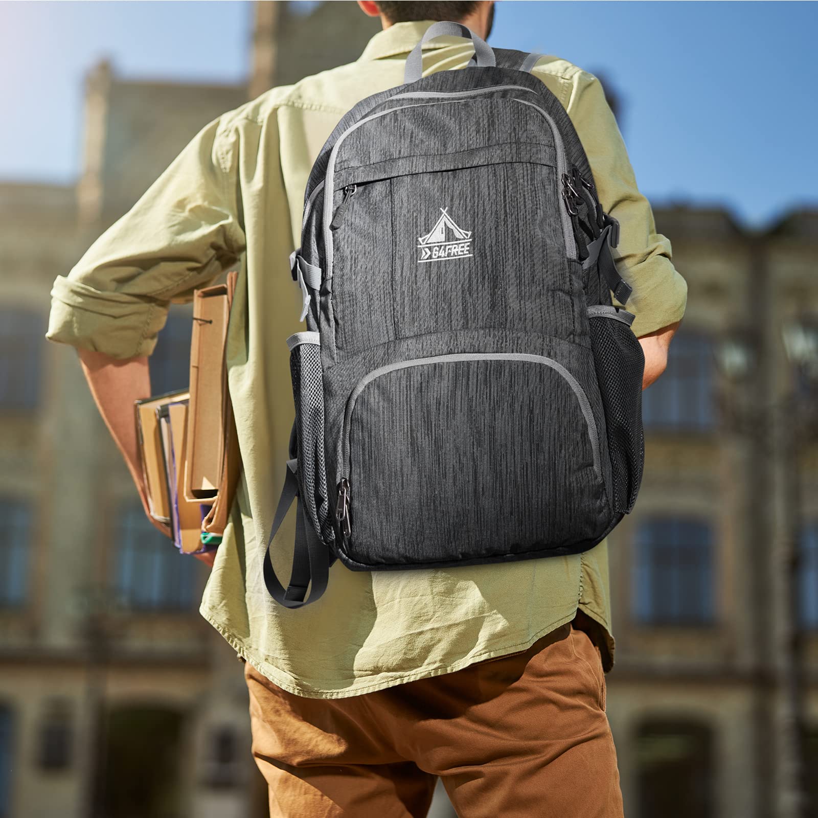 G4Free 30L Hiking Backpack Lightweight Packable Shoulder Daypack Outdoor Travel Foldable for Men Women(Black)
