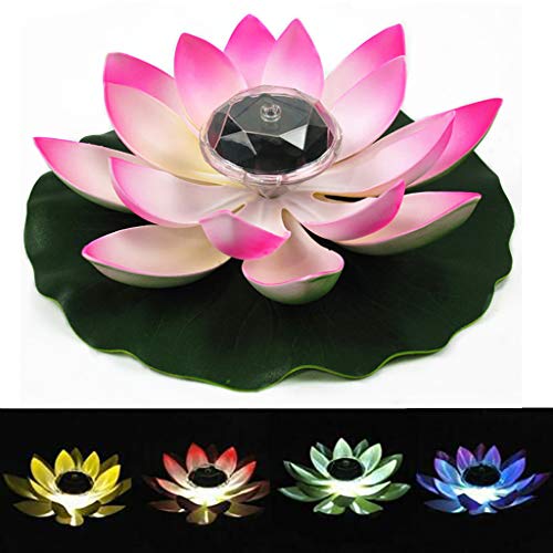 Naiflowers Solar Power Light Outdoor Flower Floating Fountain Pond Light Waterproof Garden Light Landscape Lighting Lamp Pool Solar Lamp Decoration Light for Yard Garden Pathway (Pink)