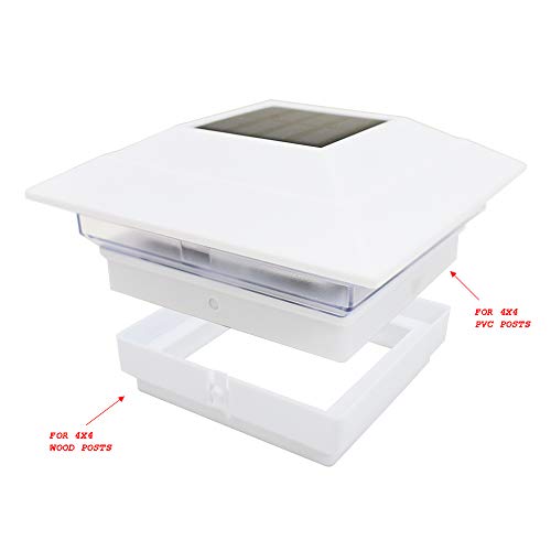 12 Pack White Outdoor Garden 4 x 4 Solar LED Post Deck Cap Square Fence Light Landscape Lamp Lawn PVC Vinyl Wood