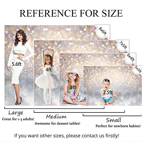 Mocsicka Silver White Bokeh Photography Backdrop Golden Spots Sparkle (No Glitter) Background Weeding Baby Shower Birthdat Newborn Baby Portrait Photo Studio Props (7x5ft (82x60 inch))