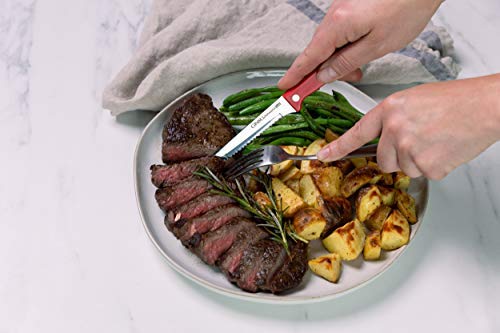 GINSU Kiso 6-Piece Red Steak Knife Set - Dishwasher Safe and Always Sharp