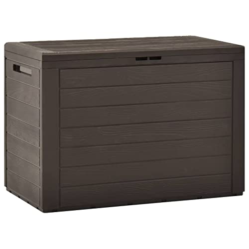 Queen.Y 50 Gallon PP Deck Storage Container Box, Outdoor Patio Garden Furniture, Organization and Storage Box for Patio Furniture, Pool Accessories, Toys, Tools, Brown