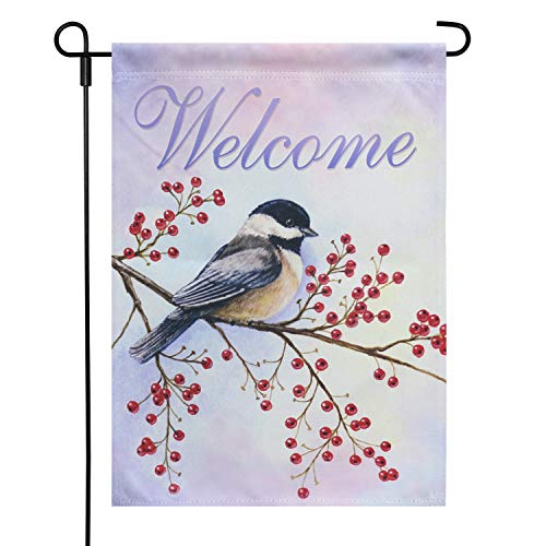 LAYOER Home Garden Flag 13 x 18 Inch House Double Sided Welcome 12 x 18 Inch (Bird Welcome)