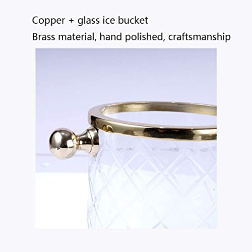 Ice Bucket,Cooling Container,Brass Glass Ice Bucket With Ice Clip Retro Handmade Dining Table Cooler Wine Wine Rack Ice Bucket Champagne Can Cooler (Size : Small) (Size : S)