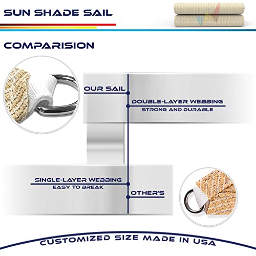 Windscreen4less 8' x 8' x 11.3' Triangle Sun Shade Sail - Beige Durable UV Shelter Canopy Fabric Cloth Screen Water Permeable & UV Resistant for Patio Outdoor Backyard