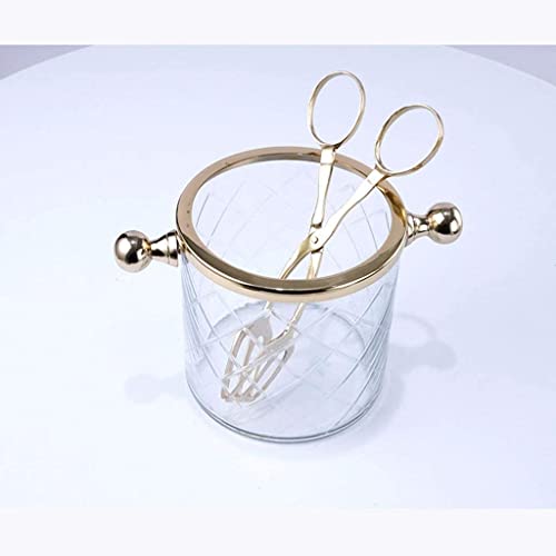 Ice Bucket,Cooling Container,Brass Glass Ice Bucket With Ice Clip Retro Handmade Dining Table Cooler Wine Wine Rack Ice Bucket Champagne Can Cooler (Size : Small) (Size : S)
