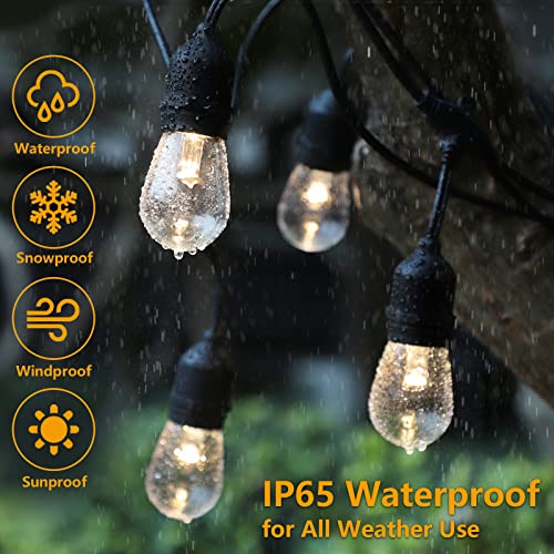 Mlambert 2 Pack 3-Color in 1 48Ft LED Dimmable Outdoor String Lights with Remote for Patio, Plug-in Warm White Soft White Daylight White Waterproof Hanging Edison Bistro Cafe Light-Total 96Ft