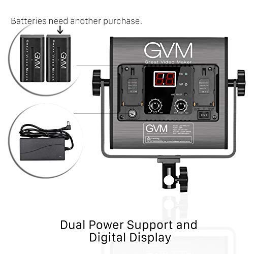 GVM 2 Pack LED Video Lighting Kits with APP Control, Bi-Color Variable 2300K~6800K with Digital Display Brightness of 10~100% for Video Photography, CRI97+ TLCI97 Led Video Light Panel +Barndoor