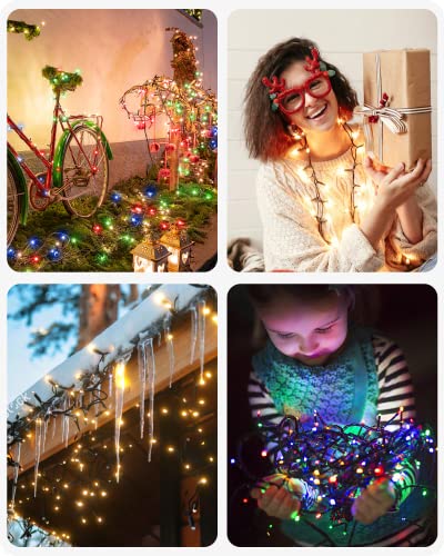 Acina 2 Pack Each 250 LED 85FT 8Modes Solar Powered String Lights Outdoor Waterproof, Solar Christmas Tree Lights Green Wire for Birthday Party Wedding Garden Patio Yard(Warm White & Multiple Colors)