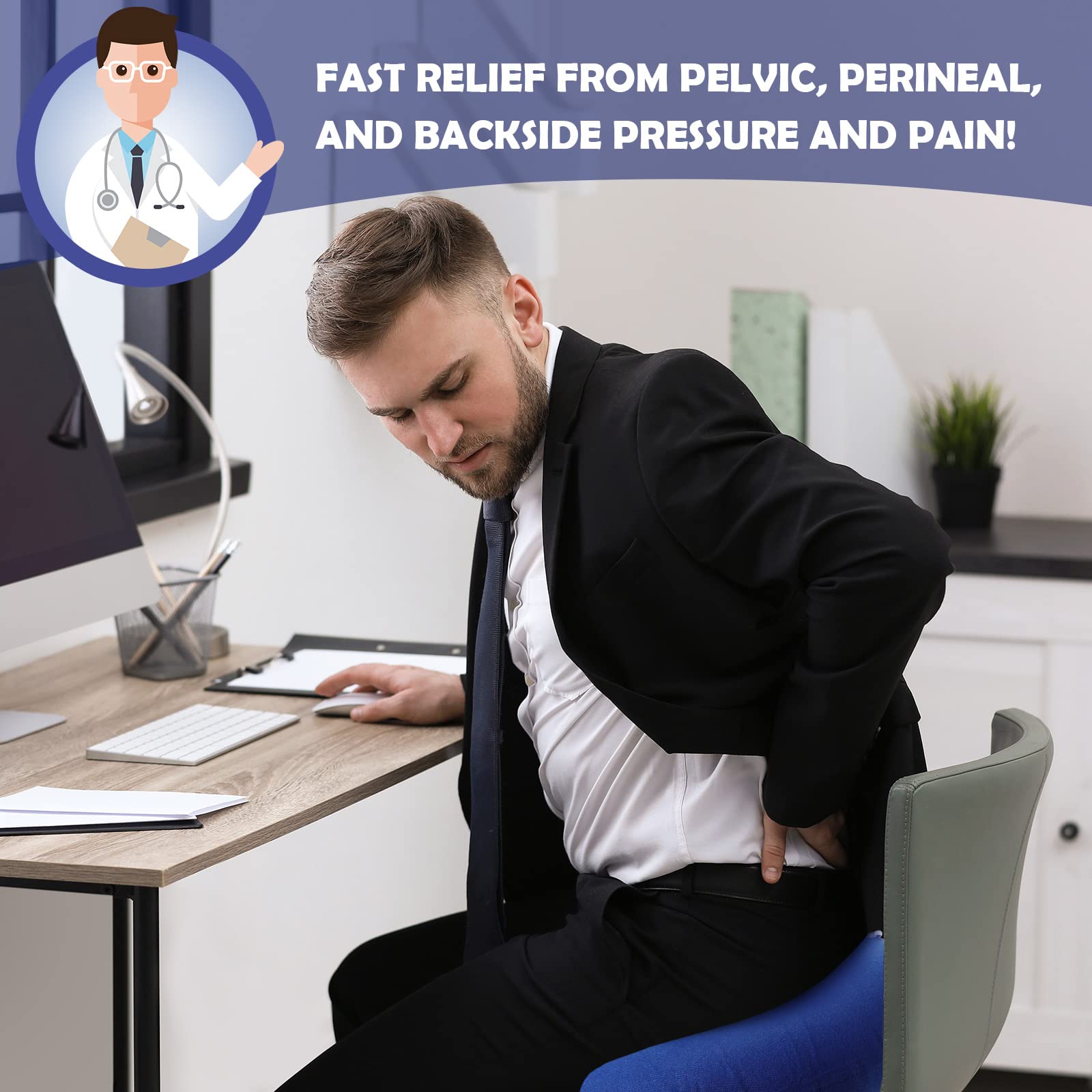 4 Pack Donut Pillow Donut Cushion with Air Pump 15'' Inflatable Donut Seat Cushion Blue Coccyx Butt Pillow Round Doughnut Pillow for Tailbone Hemorrhoid Prostatitis Office Car Home Bed Chair Supplies