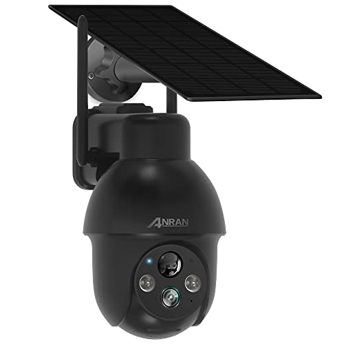 ANRAN 2K Security Camera Outdoor - Solar Camera Wireless with 360° View, Smart Siren, Spotlights, 3MP Color Night Vision, AI Human Detection, 2-Way Talk, Compatible with Alexa, Q3 Black