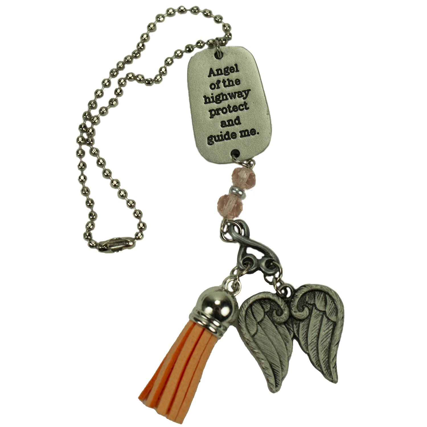 Abbey & CA Gift Angel of The Highway Orange Tassel Angel Car Charm W/ Beads