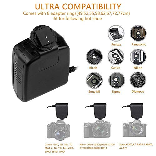 PLOTURE Flash Light with LCD Display Adapter Rings and Flash Diff-Users Works with Canon Nikon and Other DSLR Cameras