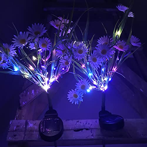 AMZSTAR Solar Garden Stake Lights,28 LED Daisy Flower Decorative Lights Outdoor Waterproof Solar Powered Landscape Lights for Yard/Patio/Walkway/Pathway/Path Light (White)