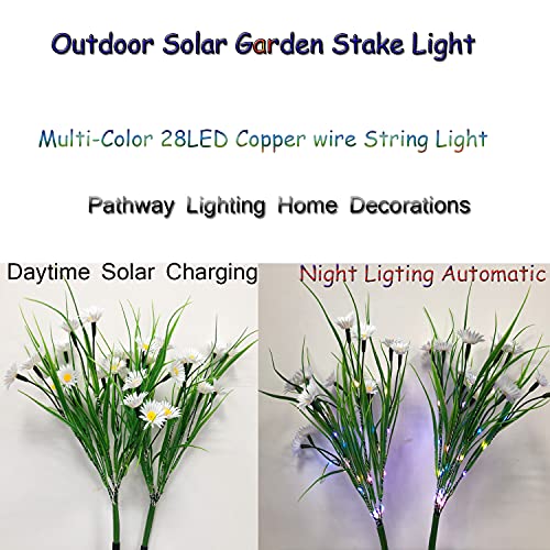AMZSTAR Solar Garden Stake Lights,28 LED Daisy Flower Decorative Lights Outdoor Waterproof Solar Powered Landscape Lights for Yard/Patio/Walkway/Pathway/Path Light (White)