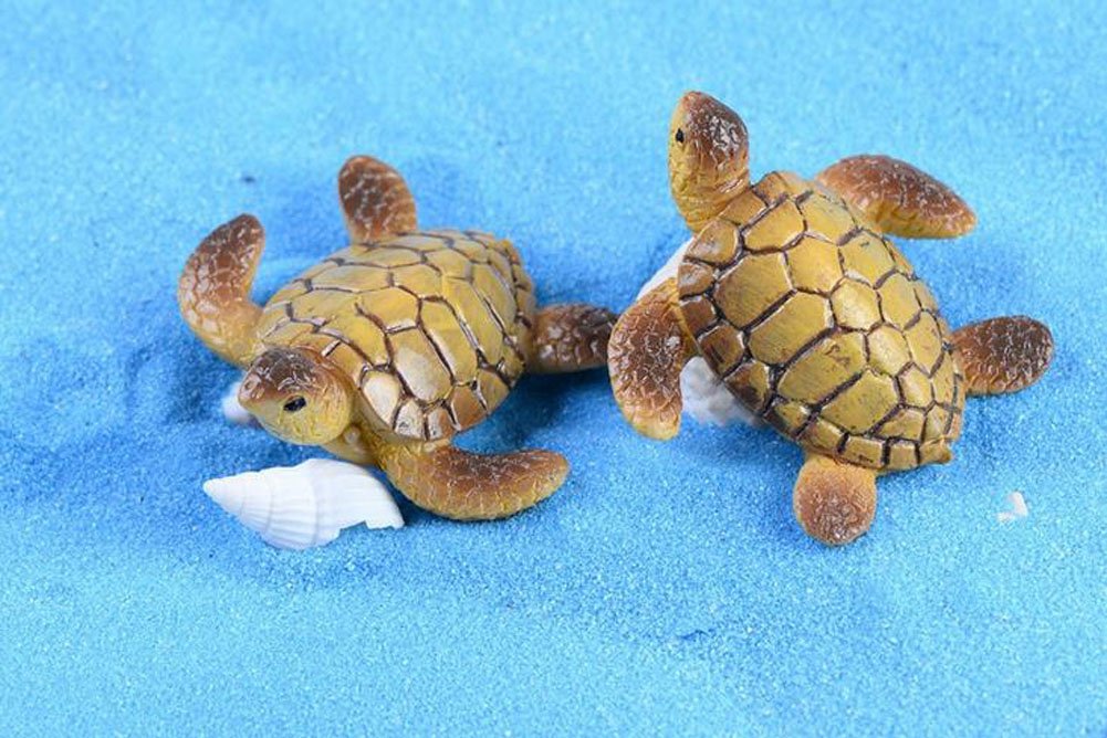 SunRise 6pcs Resin Cute Beach Sea Turtle Miniature Figurine Status Micro Landscape Decorations Fairy Gardens Dollhouse DIY Ornaments Decor