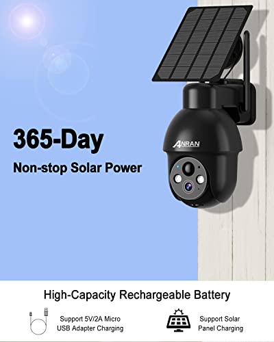 ANRAN 2K Security Camera Outdoor - Solar Camera Wireless with 360° View, Smart Siren, Spotlights, 3MP Color Night Vision, AI Human Detection, 2-Way Talk, Compatible with Alexa, Q3 Black